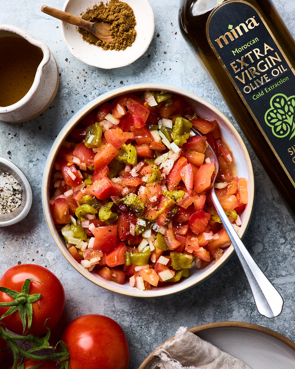 Moroccan Tomato and Roasted Green Pepper Salad – Mina®